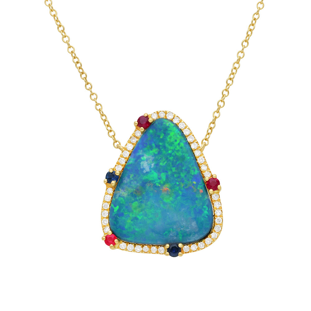 Australian Opal Triangle Pendant Necklace - Maahira Jewels