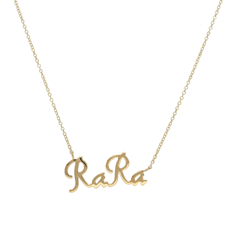 14K Yellow Gold RaRa name necklace - Maahira Jewels